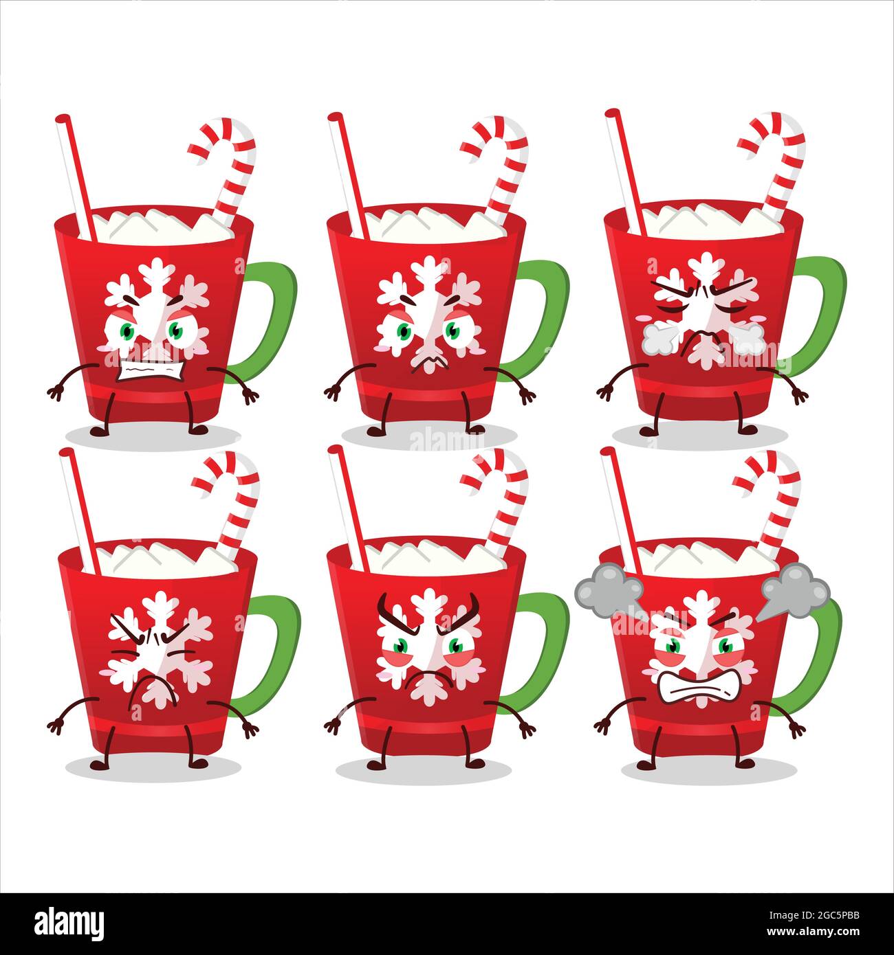Hot chocolate cartoon character with various angry expressions. Vector ...
