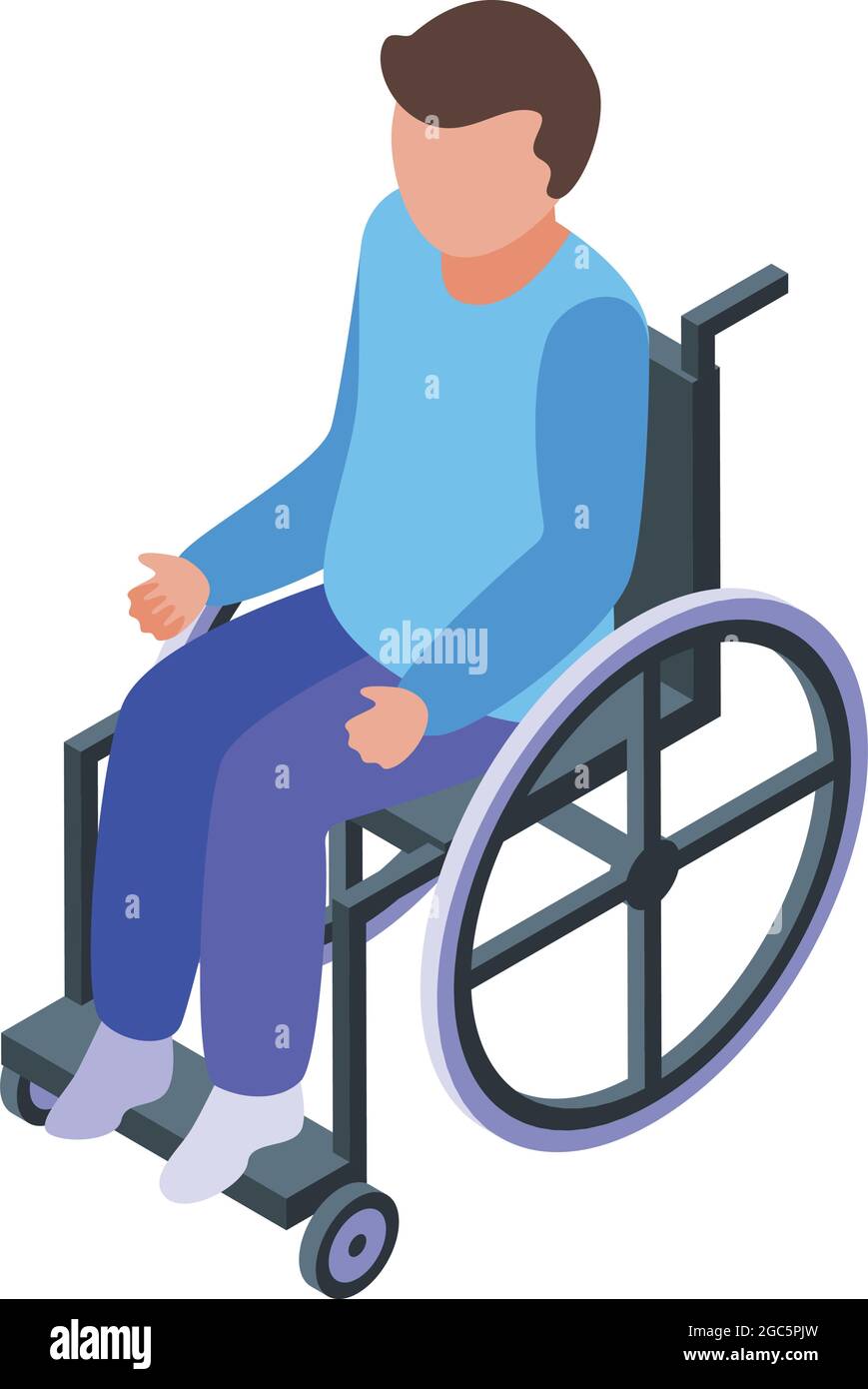 Boy wheelchair icon isometric vector. Disabled child. Handicap kid ...