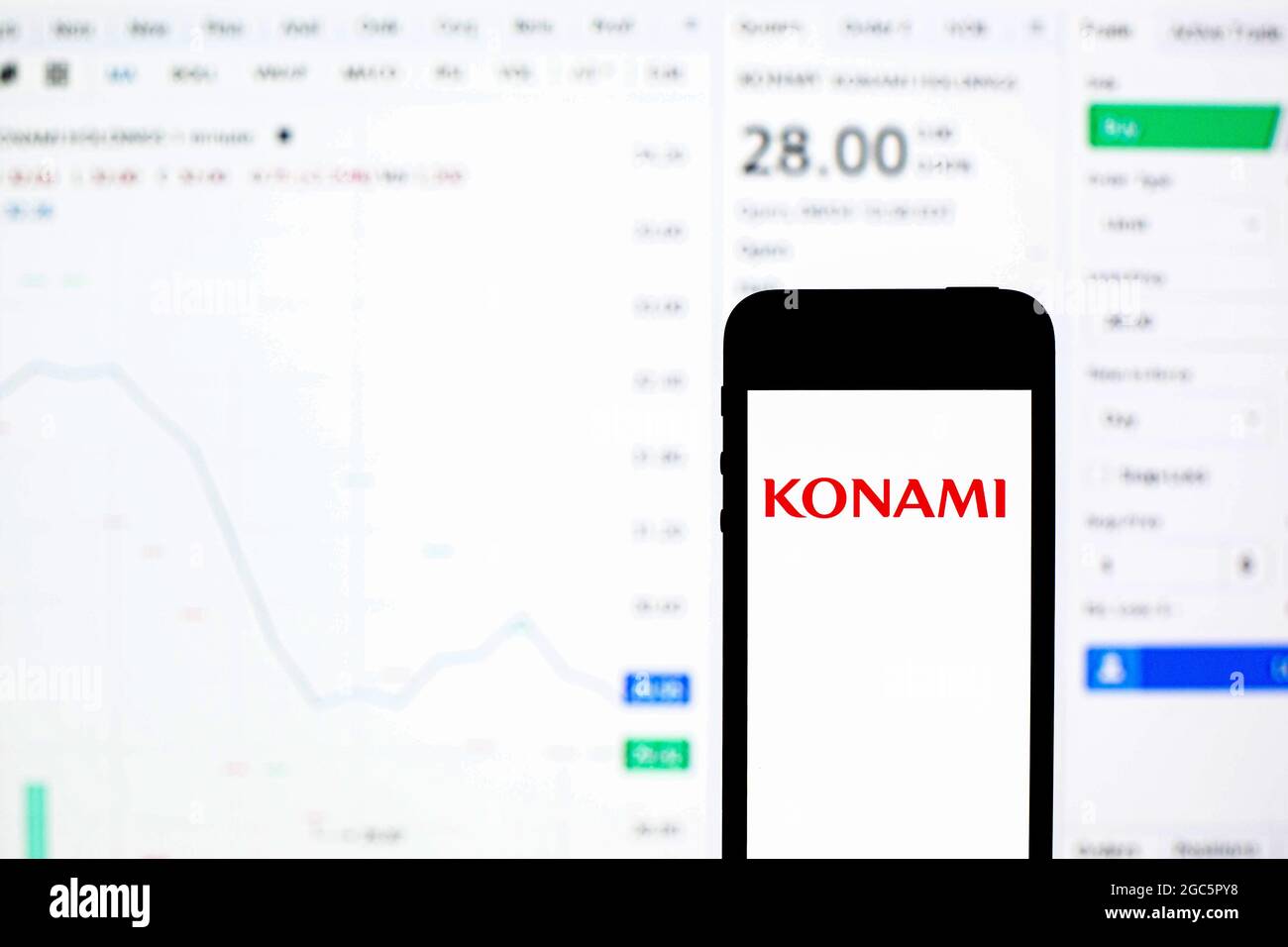 In this photo illustration a Konami Holdings Corporation logo seen ...