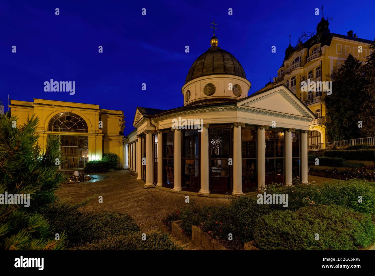 Spa architecture at night - Czech spa town Mariánské Lázně (Marienbad ...