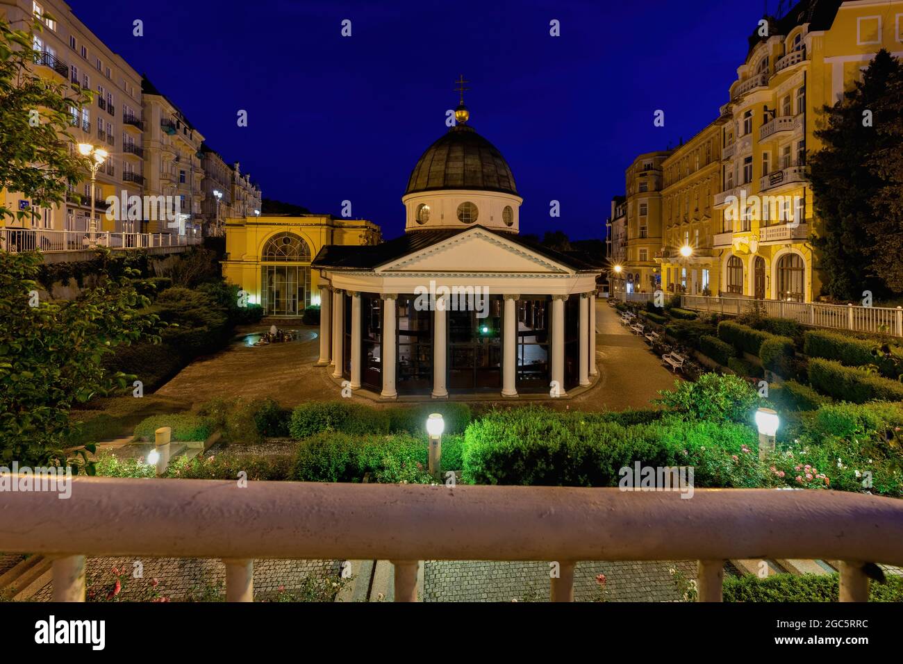 Spa architecture at night - Czech spa town Mariánské Lázně (Marienbad ...