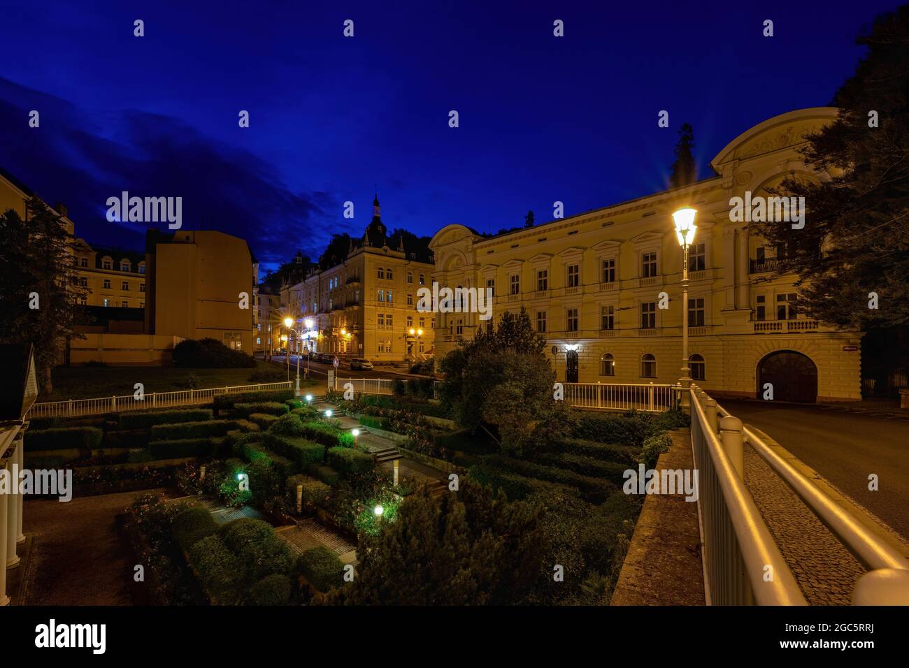 Spa architecture at night - Czech spa town Mariánské Lázně (Marienbad ...