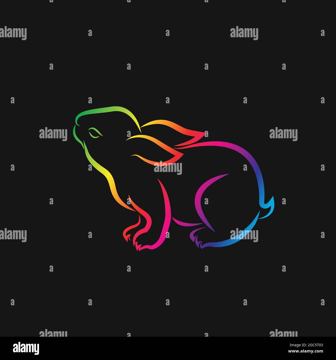 Vector image of a rabbit design on black background. Easy editable ...