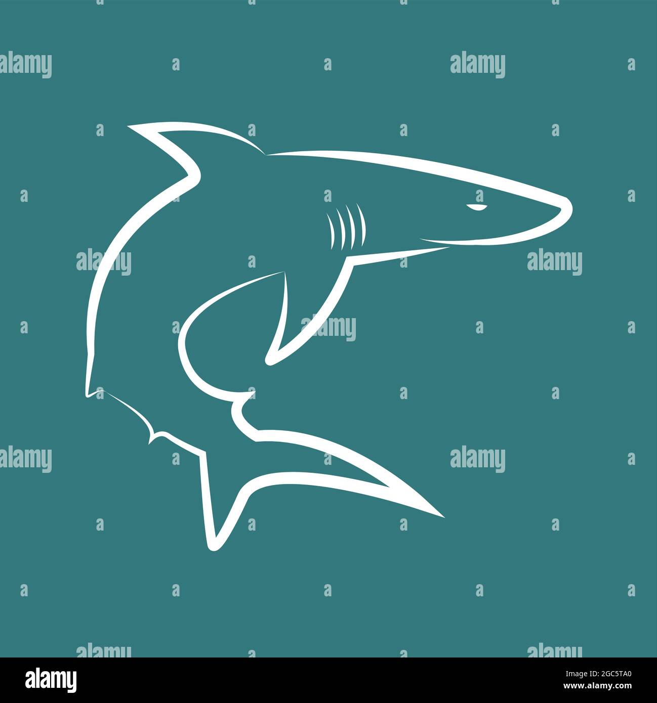 Vector image of sharks on blue background. Easy editable layered vector ...