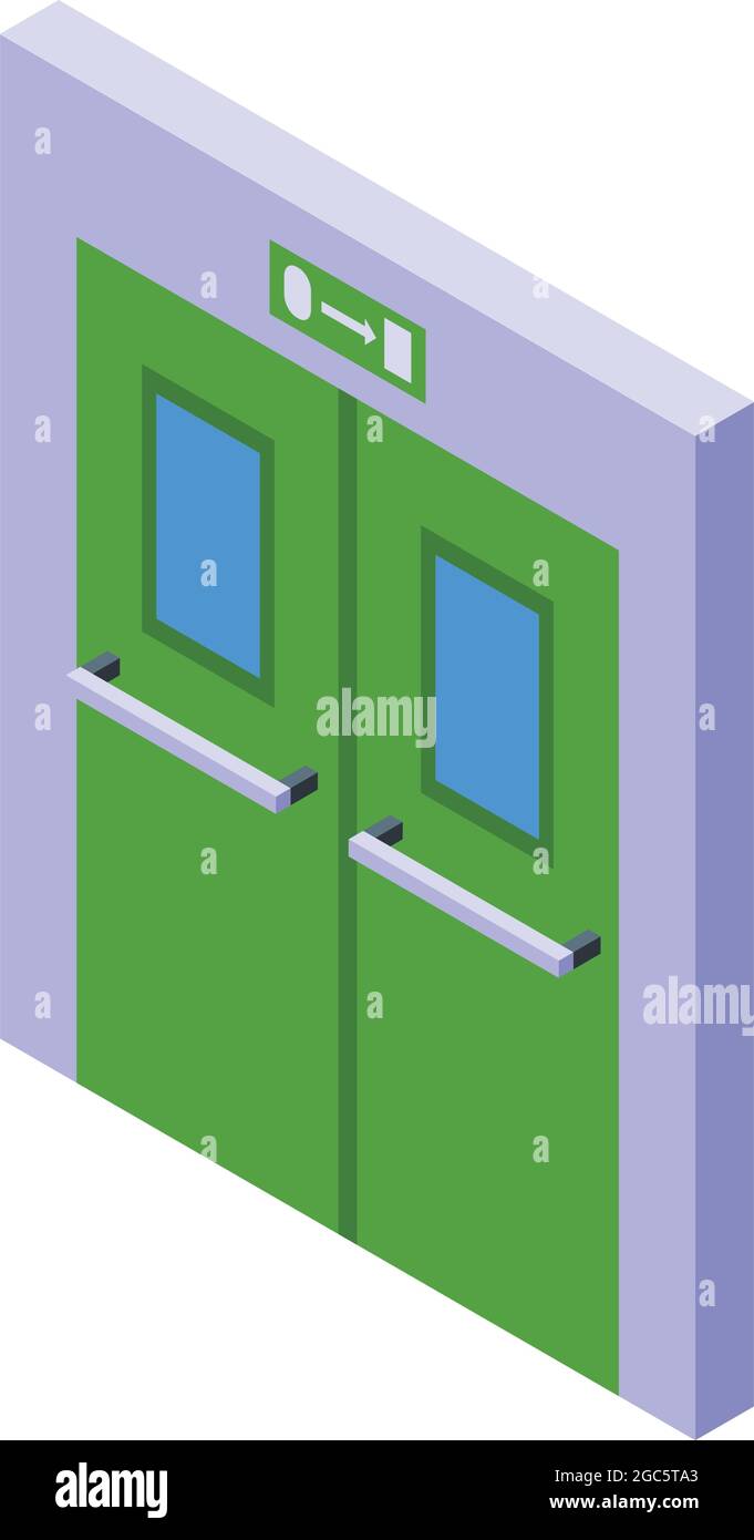 Evacuation doors icon isometric vector. Exit door. Emergency sign Stock ...
