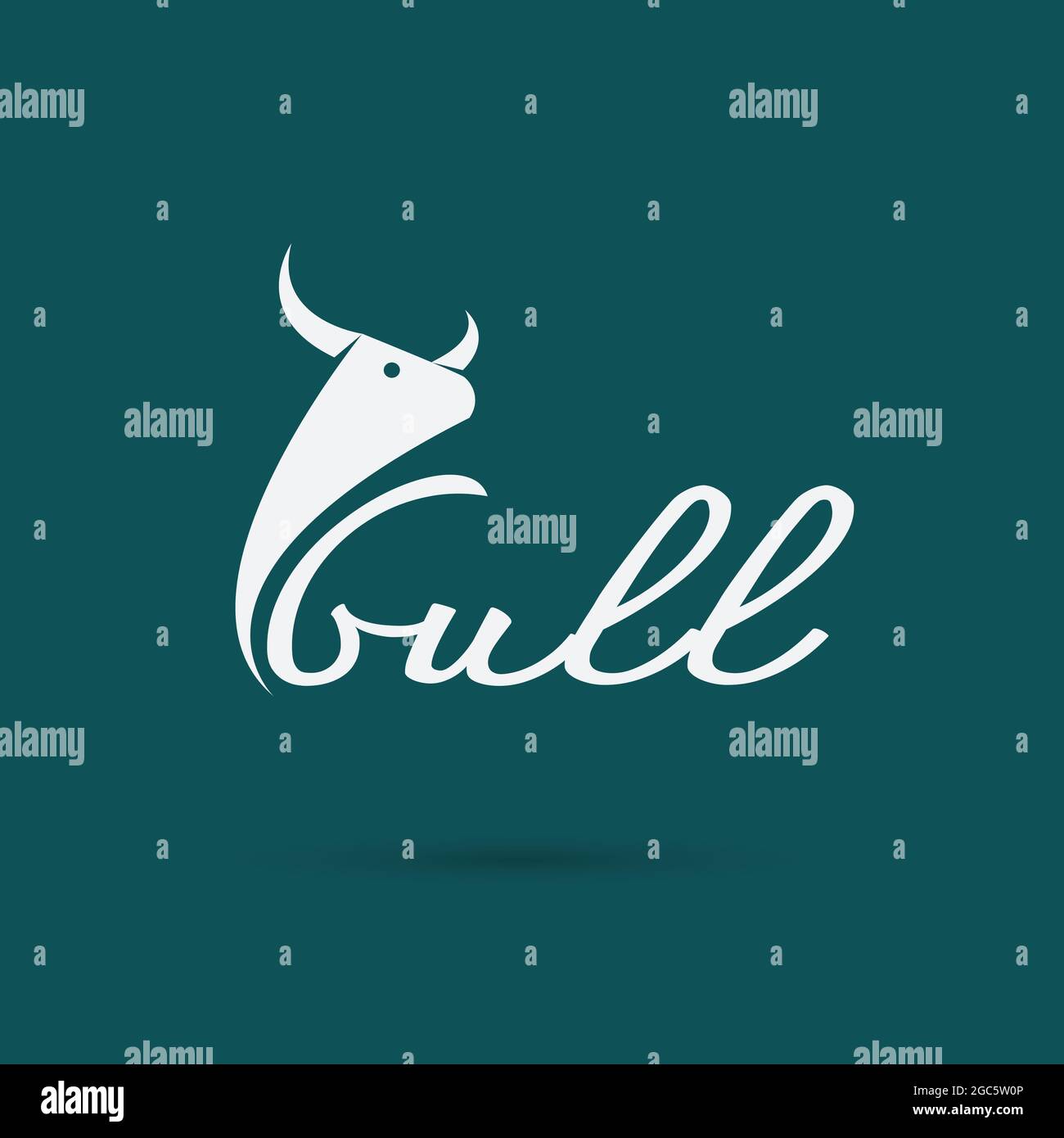 Vector design bull is text on blue background. Easy editable layered ...