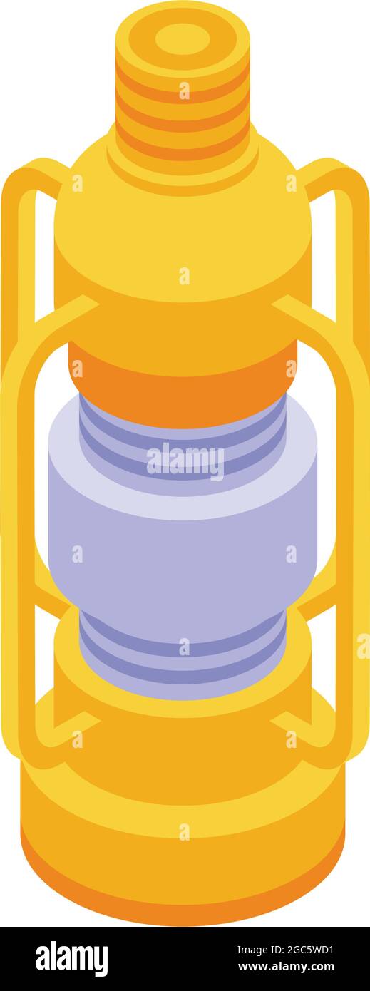 Kerosene lamp icon isometric vector. Old lantern. Fire flame Stock ...