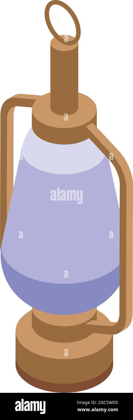Old kerosene lamp icon isometric vector. Fire lantern. Camp light Stock ...