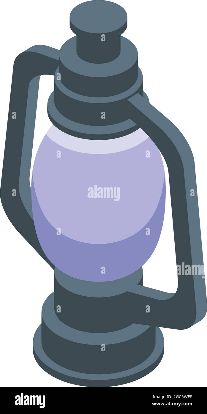 Camping kerosene lantern icon isometric vector. Old lamp. Camp flame ...