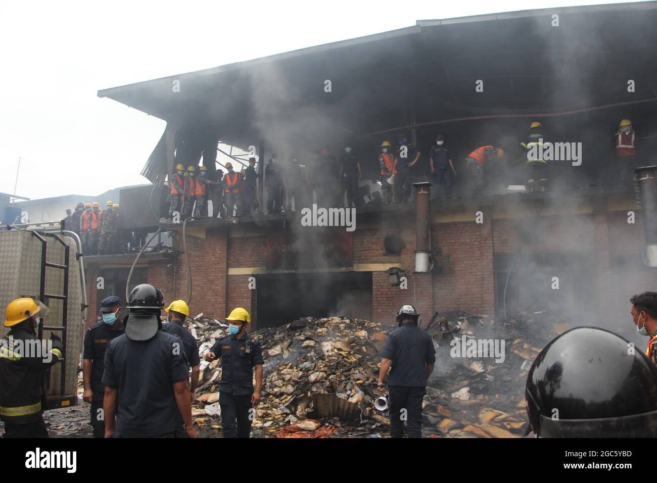 Kathmandu, Nepal. 07th Aug, 2021. Fire-Fighter from Nepal police, army ...