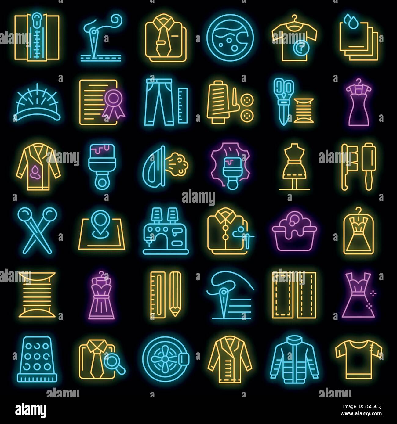 Clothing repair icons set. Outline set of clothing repair vector icons ...