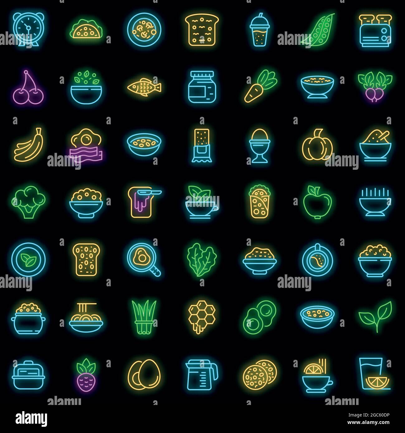 Healthy breakfast icons set. Outline set of healthy breakfast vector ...