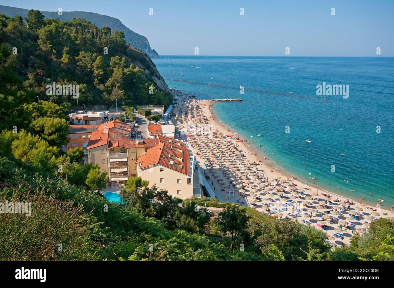 La Spiaggiola beach in Numana (on the background Conero promontory ...