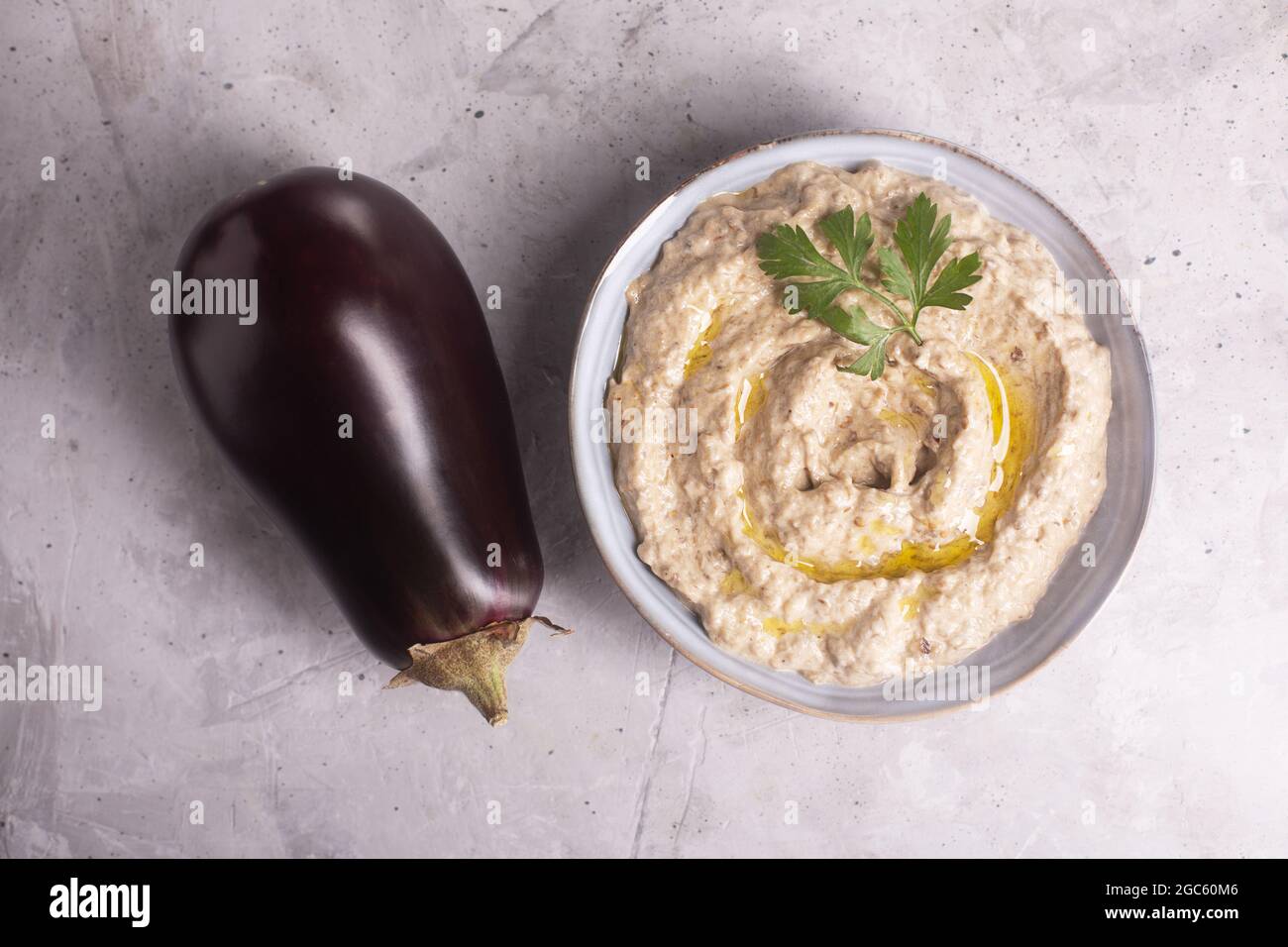 Baba ganoush Levantine cuisine appetizer of baked eggplant and sesame ...