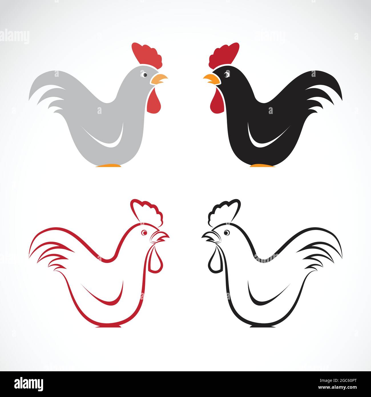 Vector image of chicken design on white background. Easy editable ...
