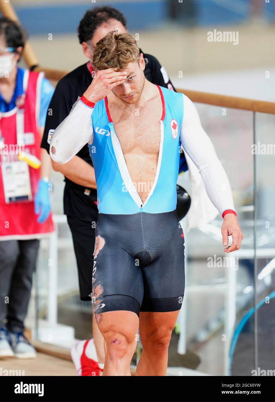 Canada's Hugo Barrette after crashing during the Men's Keirin First ...