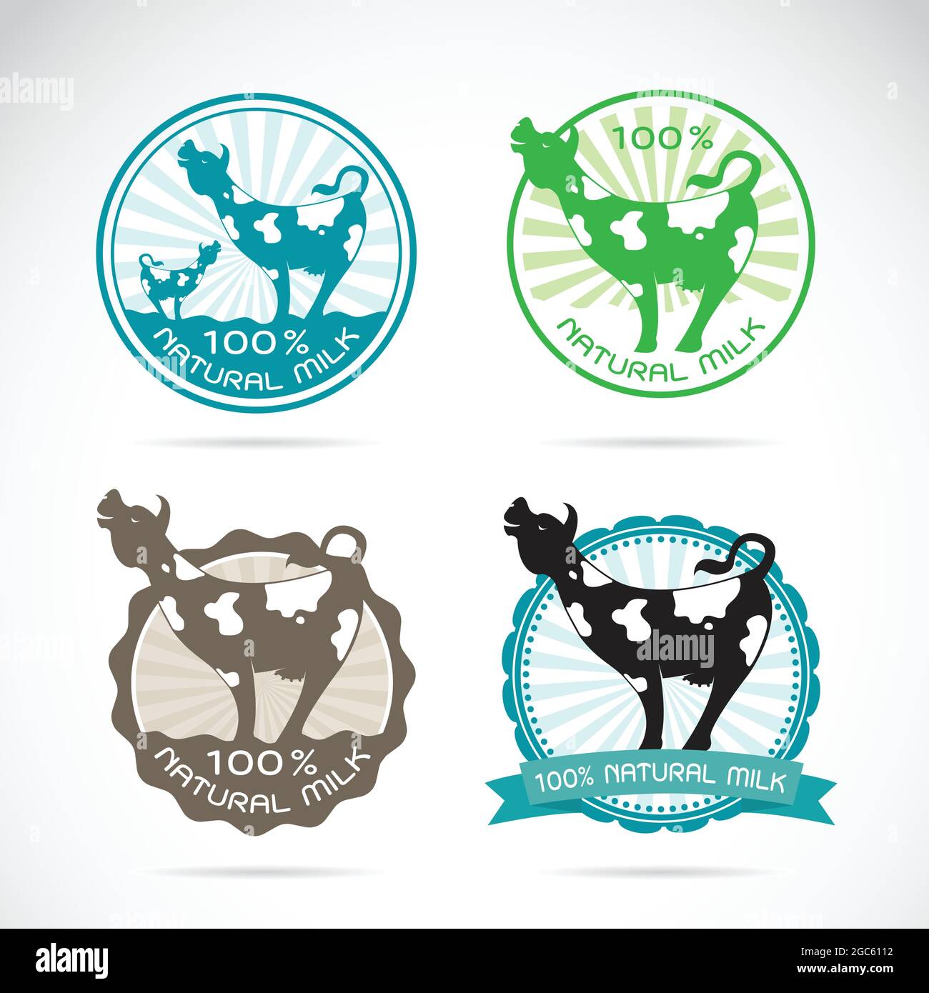Set of vector an dairy cows label on white background. Easy editable ...
