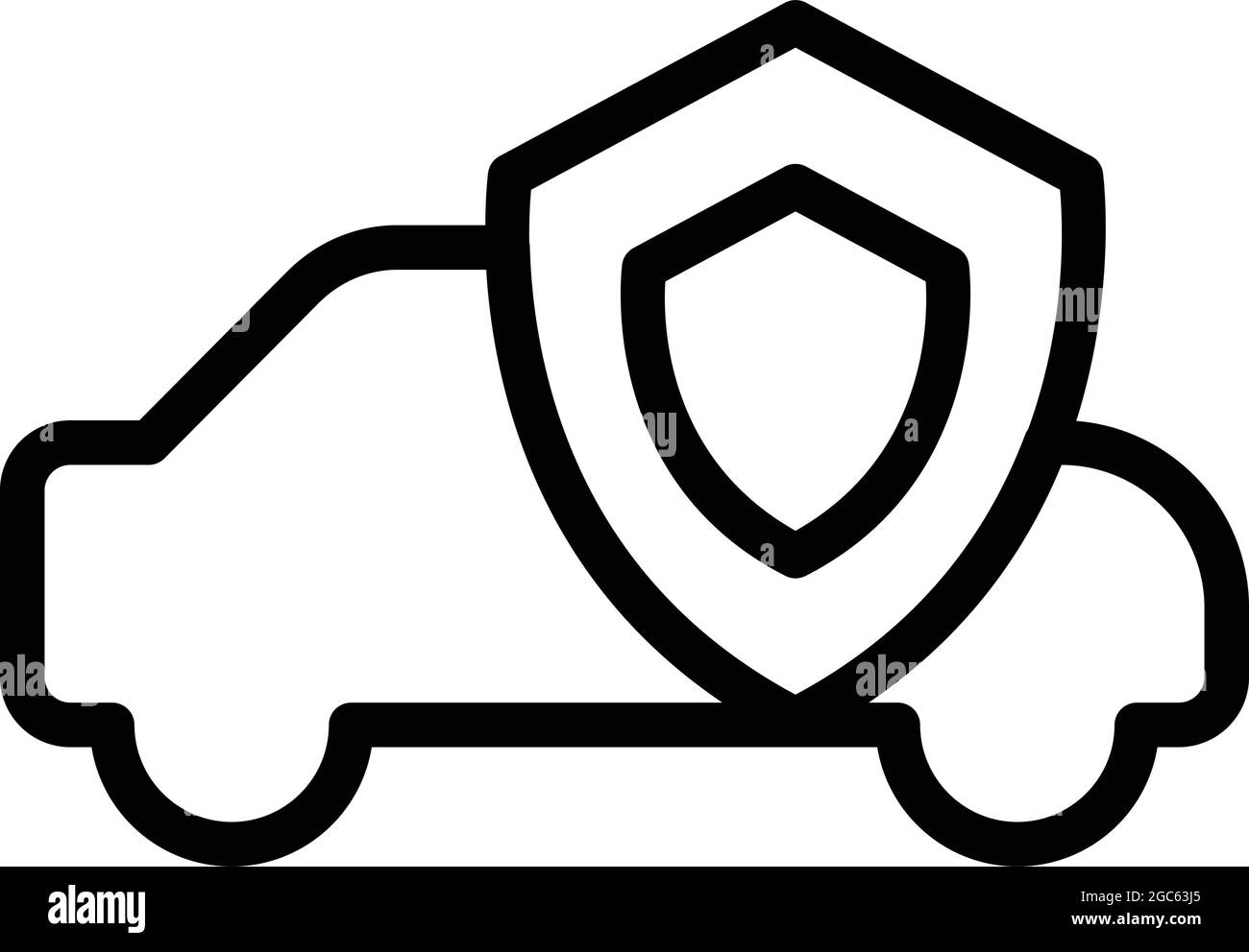 Car protection icon outline vector. Auto vehicle. Shield safety Stock ...