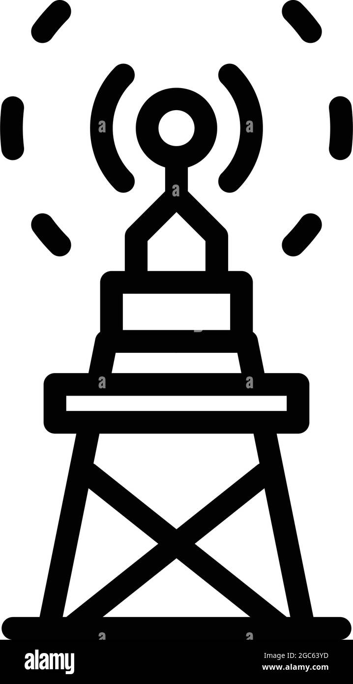 Radio tower icon outline vector. Broadcast transmission. Telecommunication station Stock Vector ...