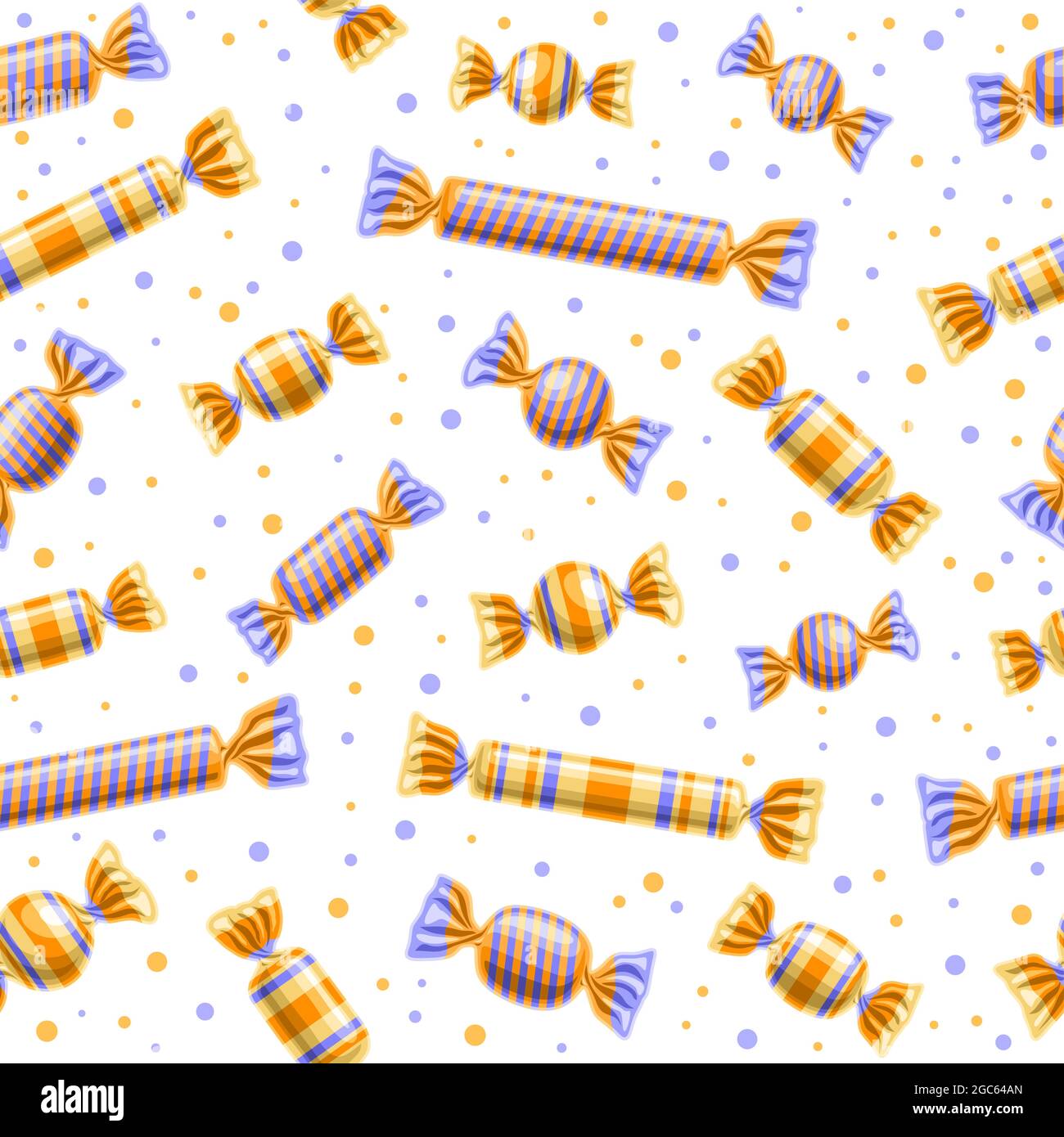 Vector Candy Seamless Pattern, square repeating wrapped candies ...