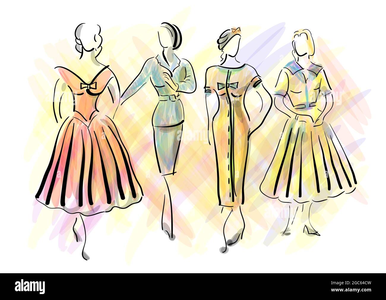 Fashion 1950s woman in Stock Vector Images - Alamy