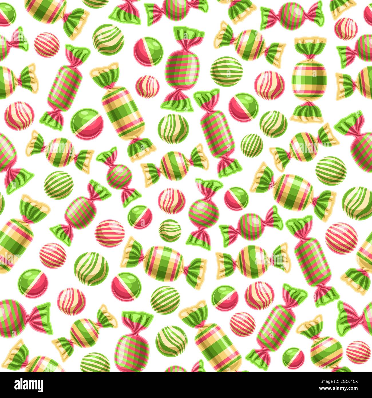 Vector Candy Seamless Pattern, square repeating wrapped candies ...