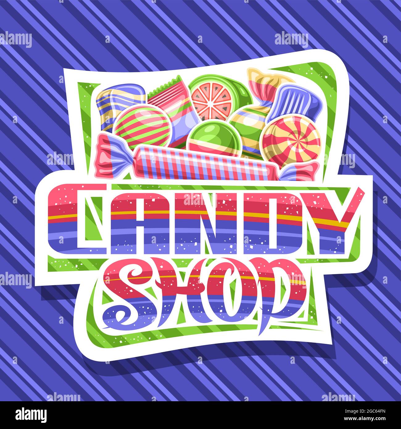 Vector logo for Candy Shop, decorative cut paper sign board with ...