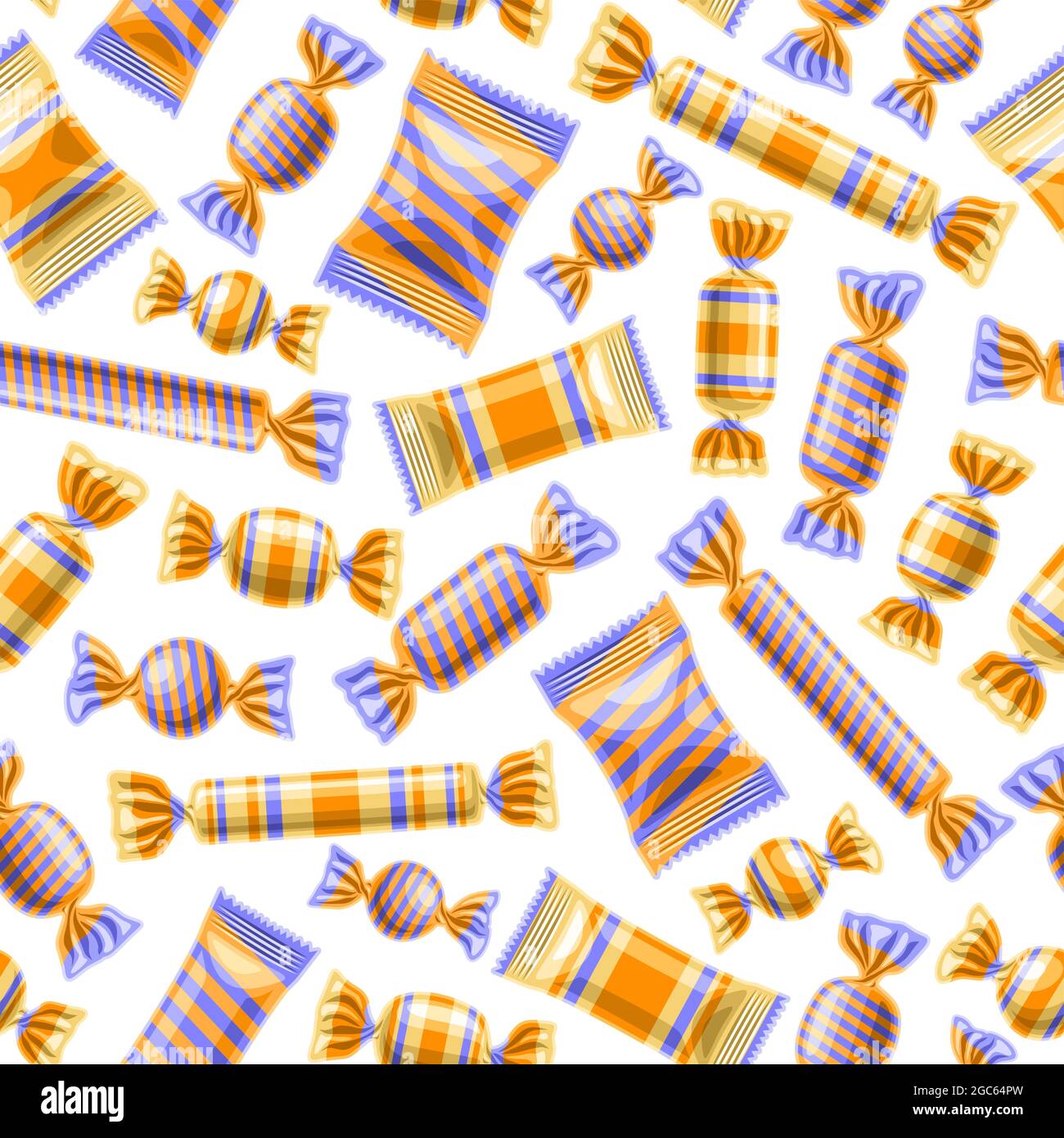 Vector Candy Seamless Pattern, square repeating wrapped candies ...
