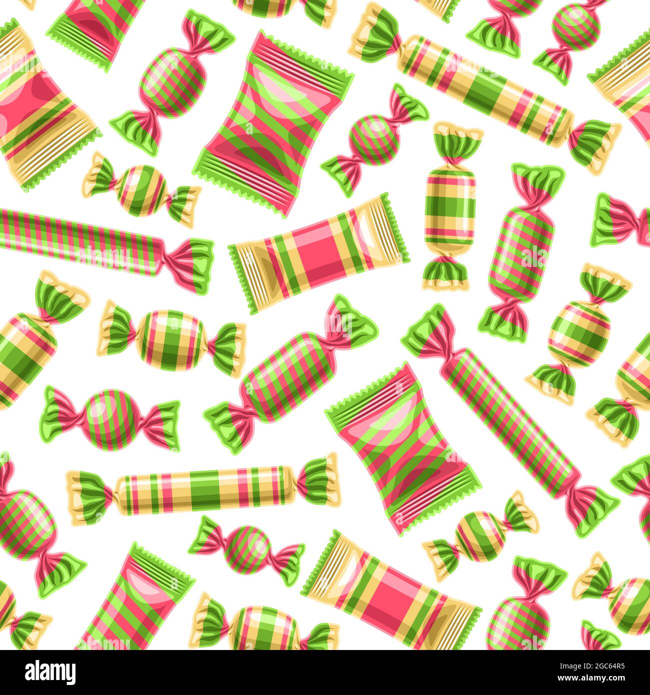 Vector Candy Seamless Pattern, square repeating wrapped candies ...