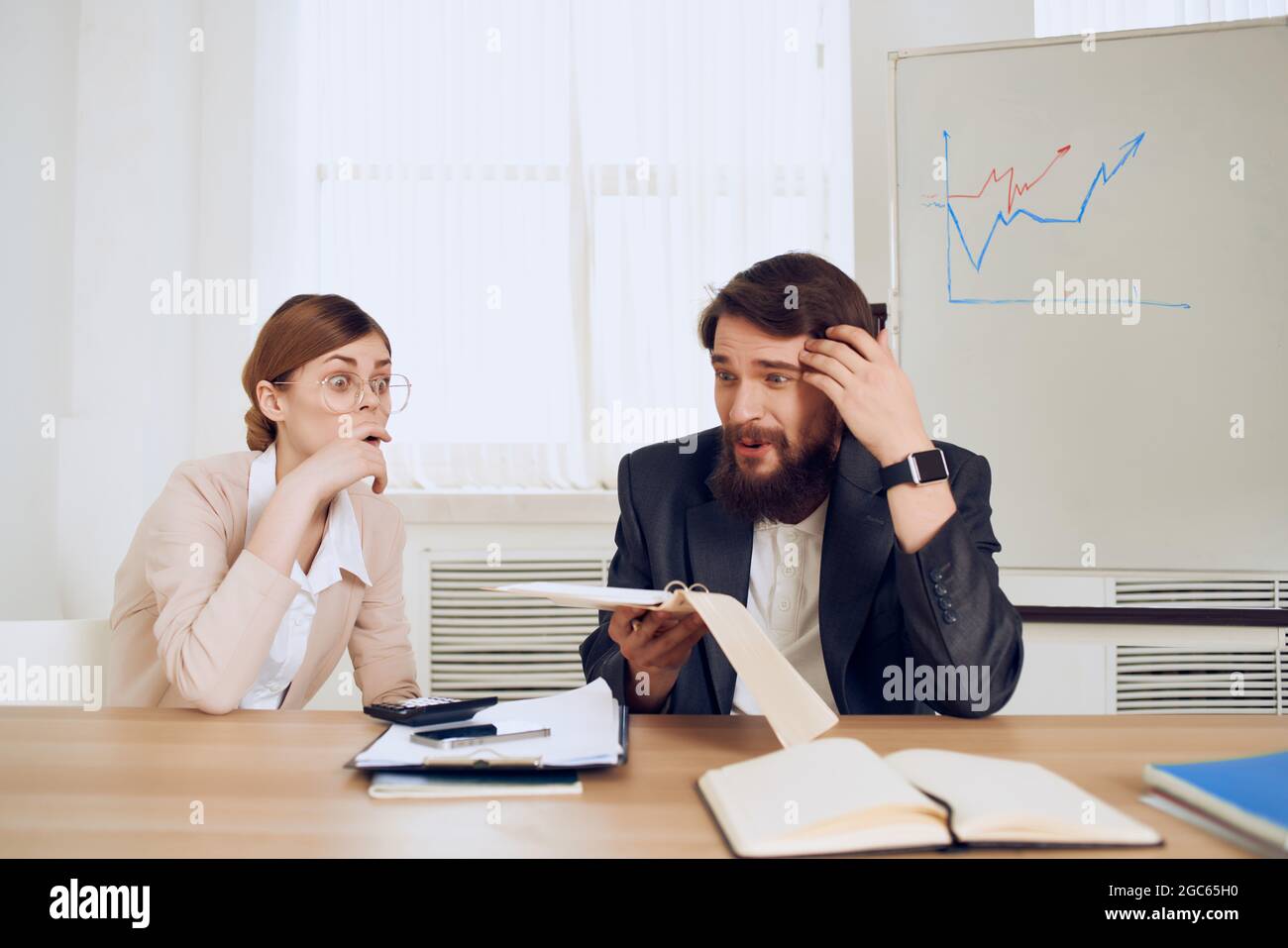 work colleagues office work emotions communication Stock Photo - Alamy