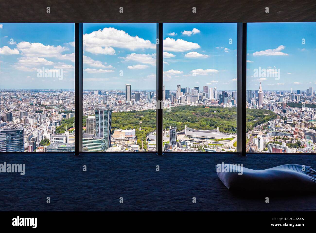 The Tokyo skyline and the 1964 Yoyogi National Stadium designed by ...