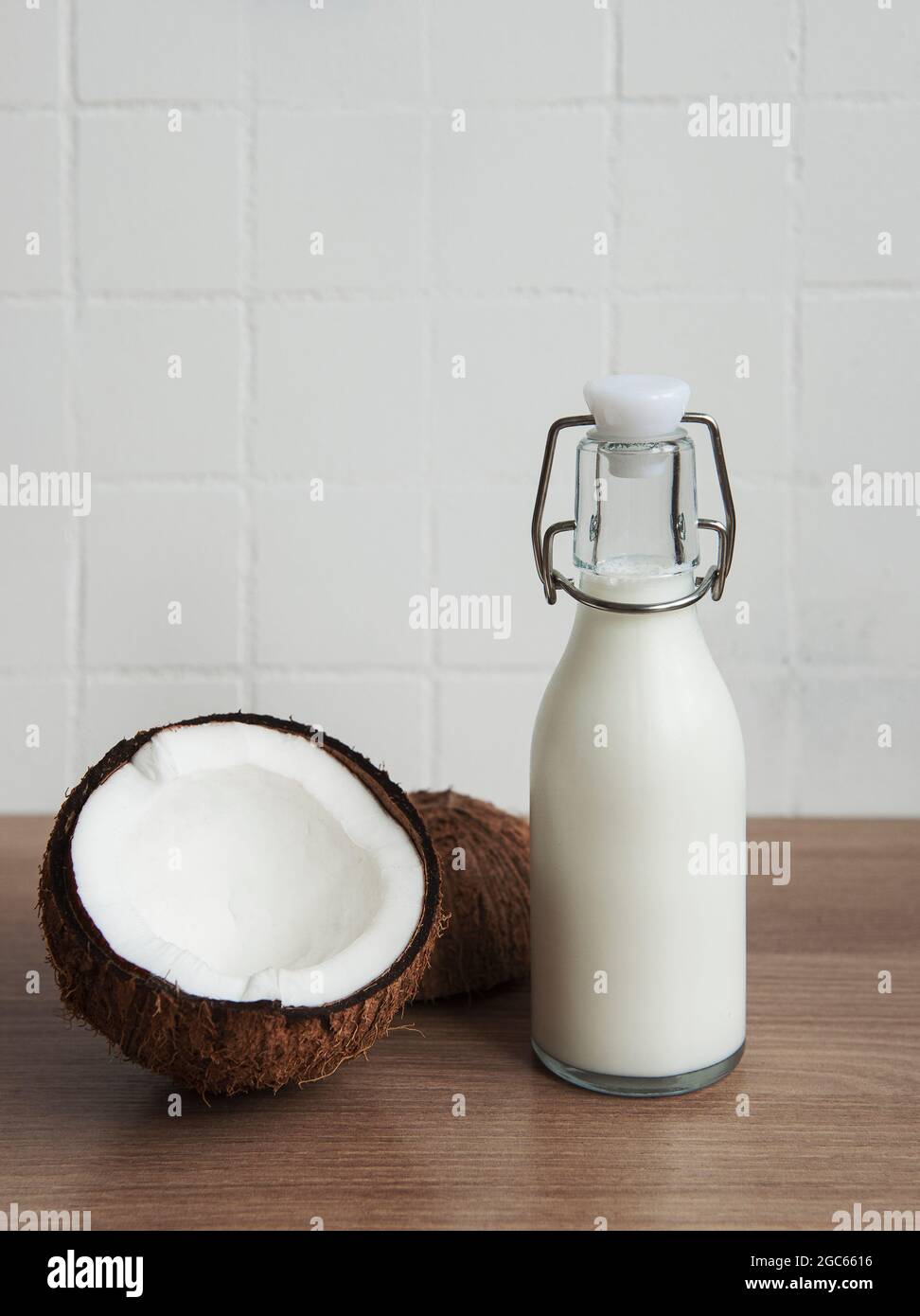 Fresh coconut milk, vegan non dairy healthy drink Stock Photo - Alamy