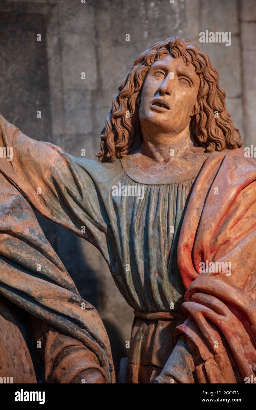 Medieval Statues in the cathedral of Asti, Piemont, Italy Stock Photo ...