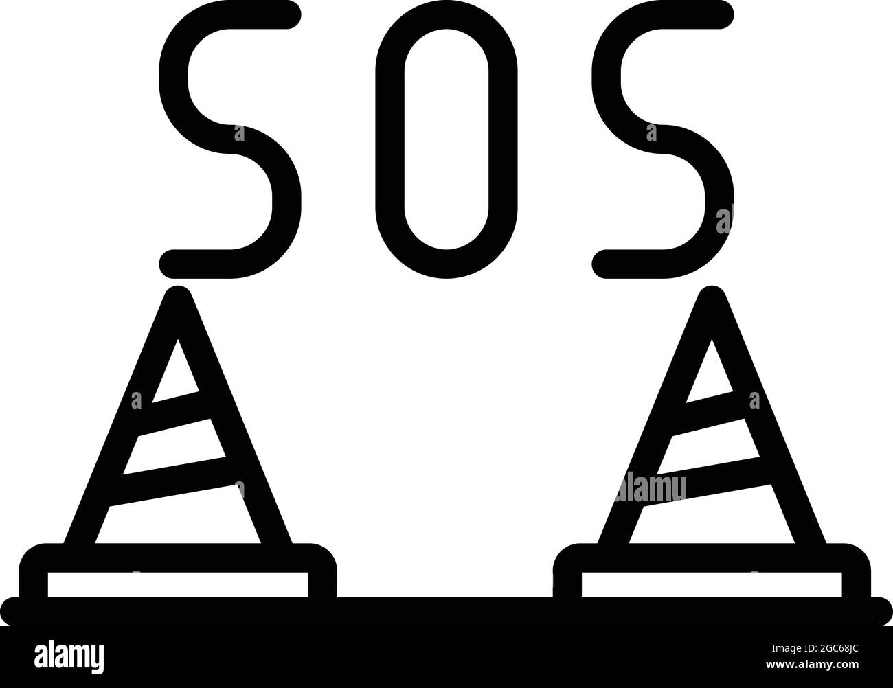 Sos road cones icon outline vector. Cone traffic. Construction safety ...