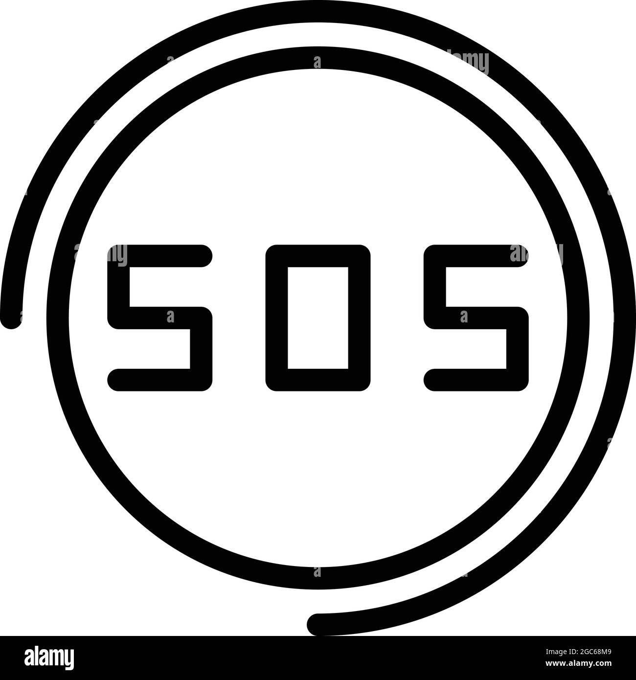 Sos button icon outline vector. Emergency help. Call hotline Stock ...