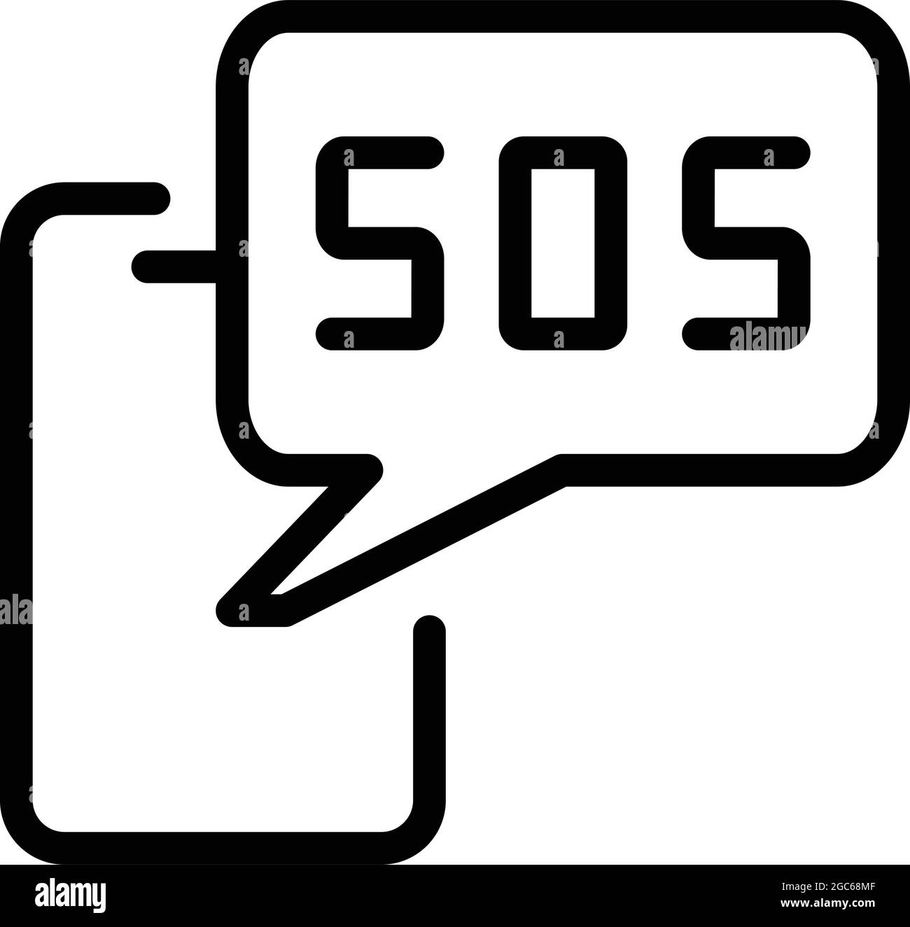 Smartphone sos icon outline vector. Emergency call. Hotline call Stock ...