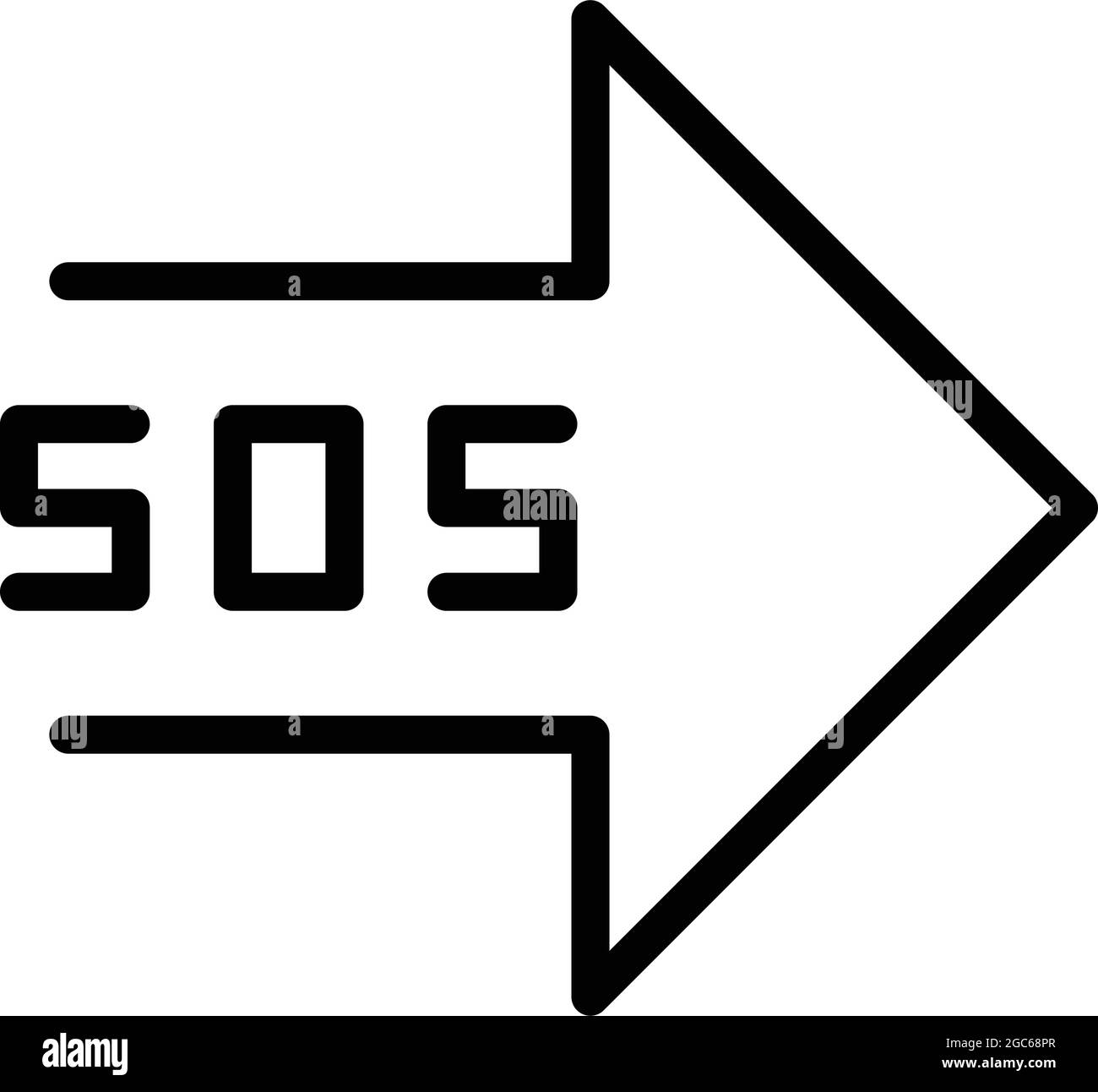 Sos arrow icon outline vector. Emergency call. Button sign Stock Vector ...