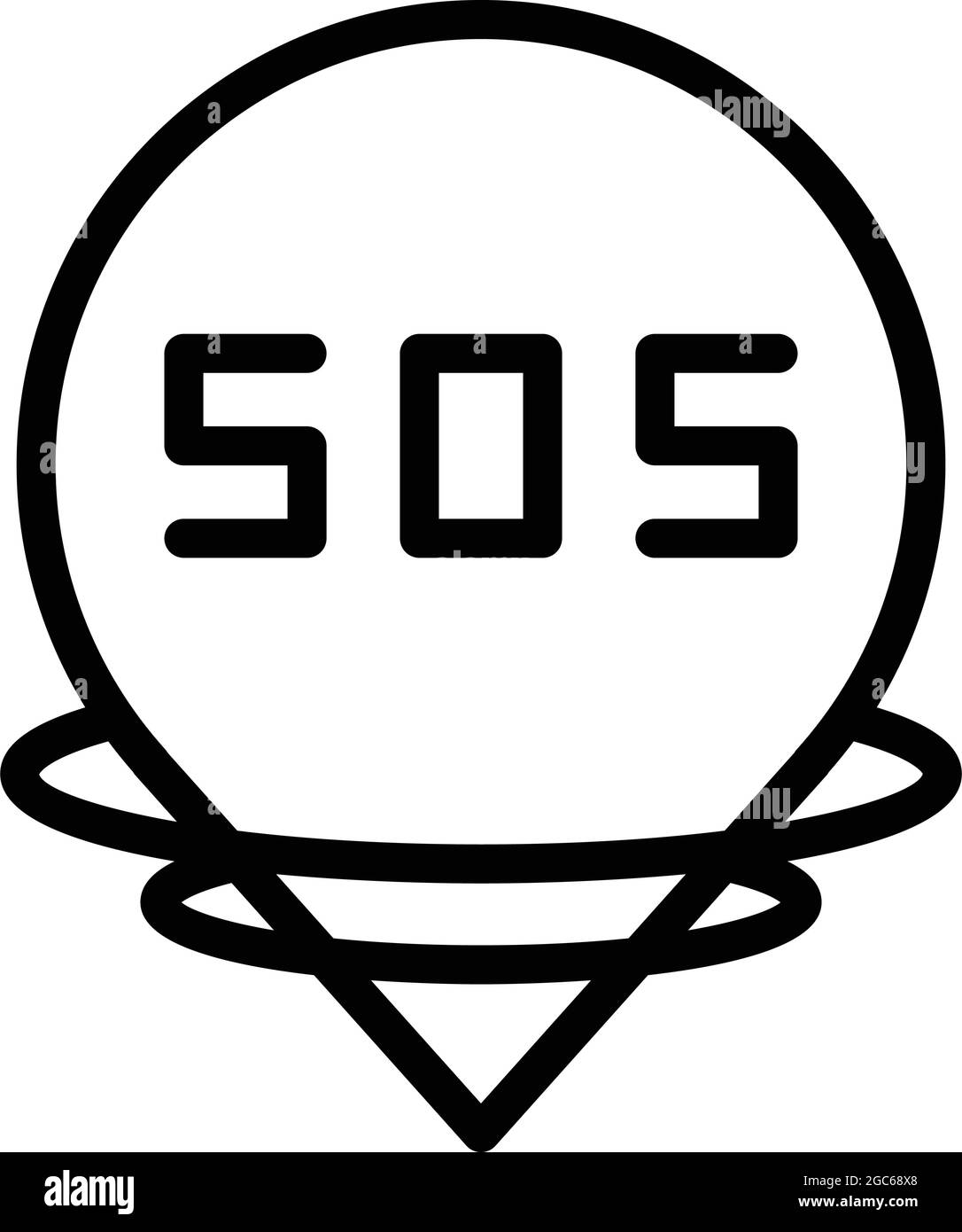 Sos location icon outline vector. Emergency call. Help alert Stock ...