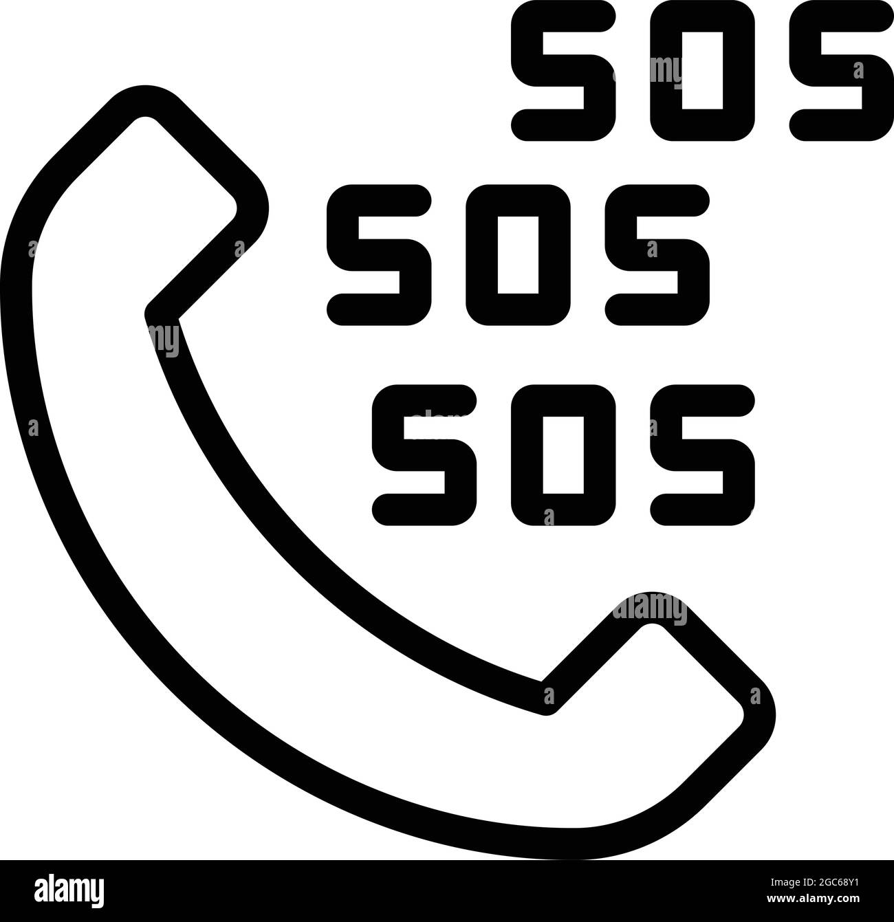 Sos call safety icon outline vector. Phone bell. Risk crisis Stock ...
