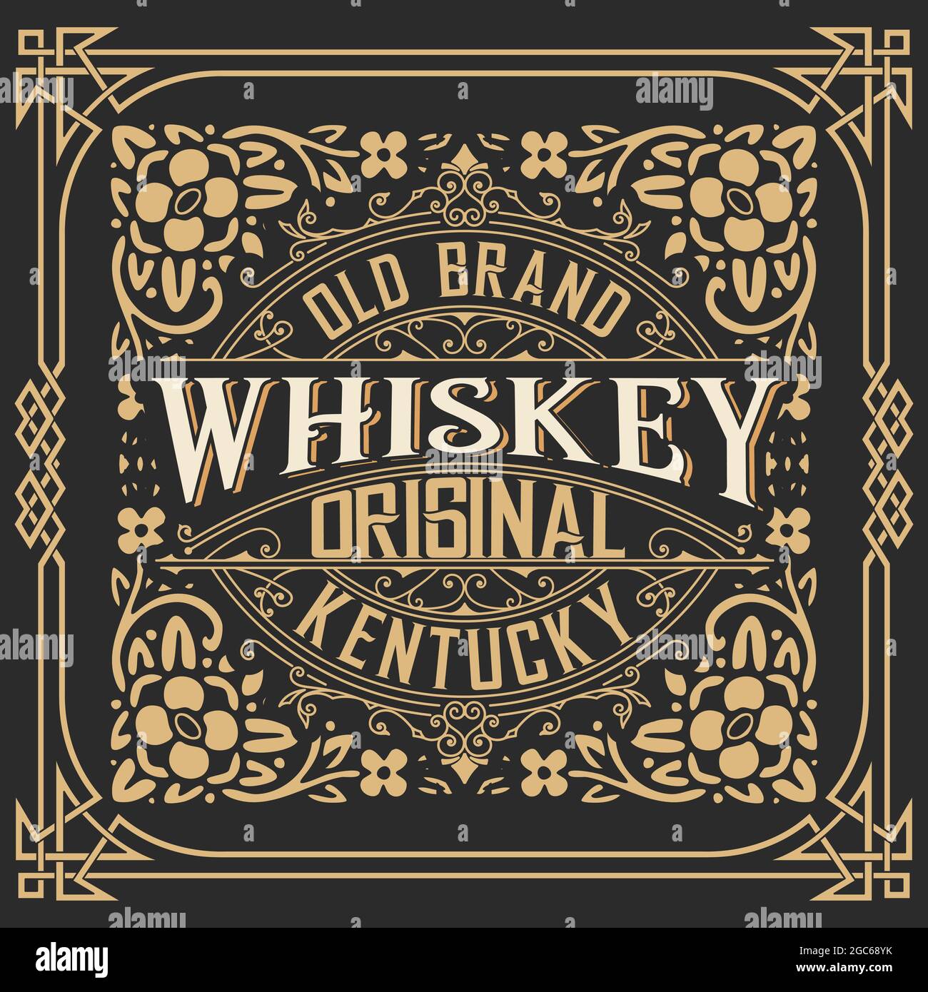Whiskey label with old frames Stock Vector Image & Art - Alamy