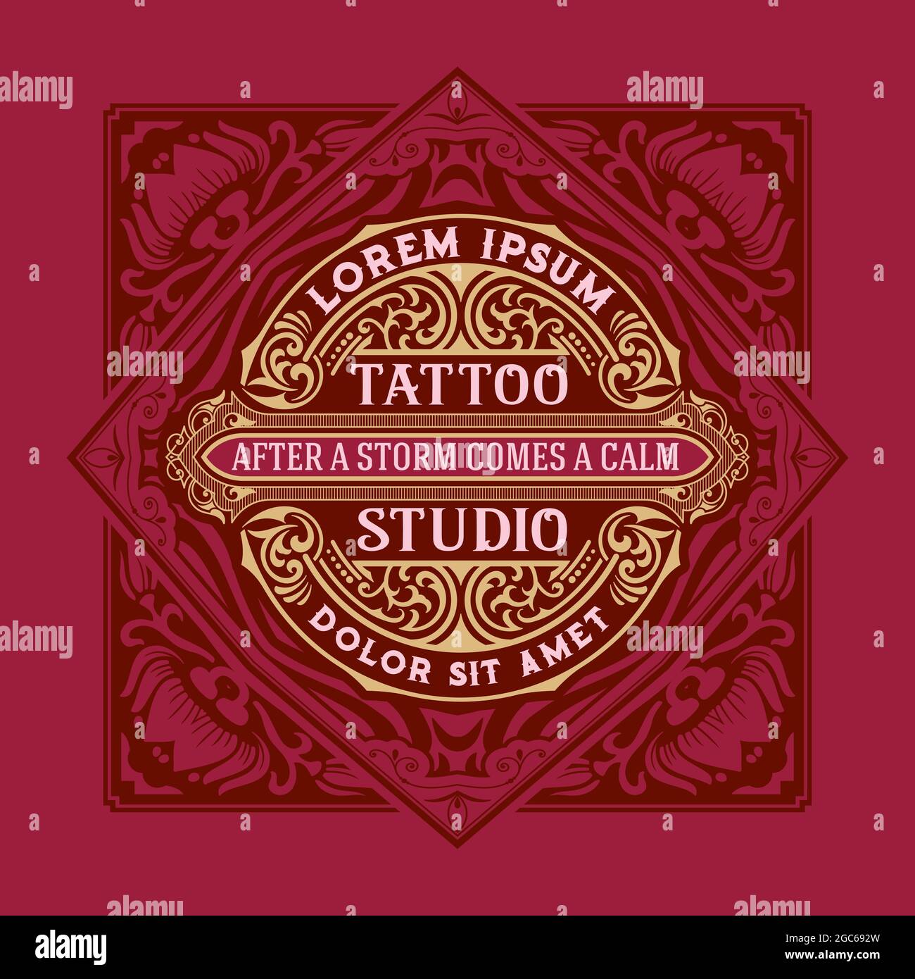 Tattoo logo with vintage ornaments. Layered Stock Vector Image & Art ...