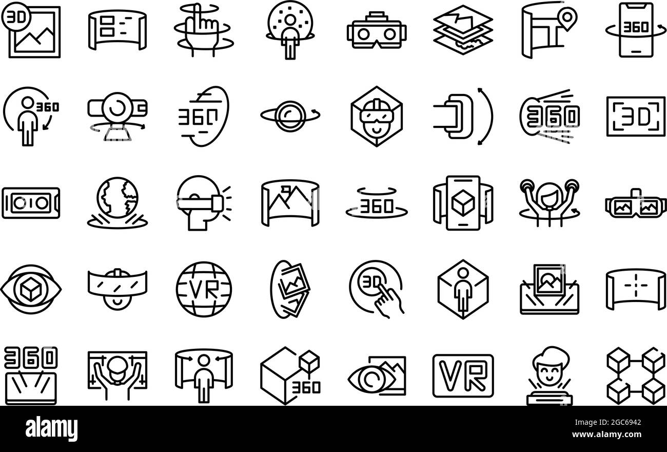 Virtual tour icons set outline vector. Video arrow. App design Stock ...