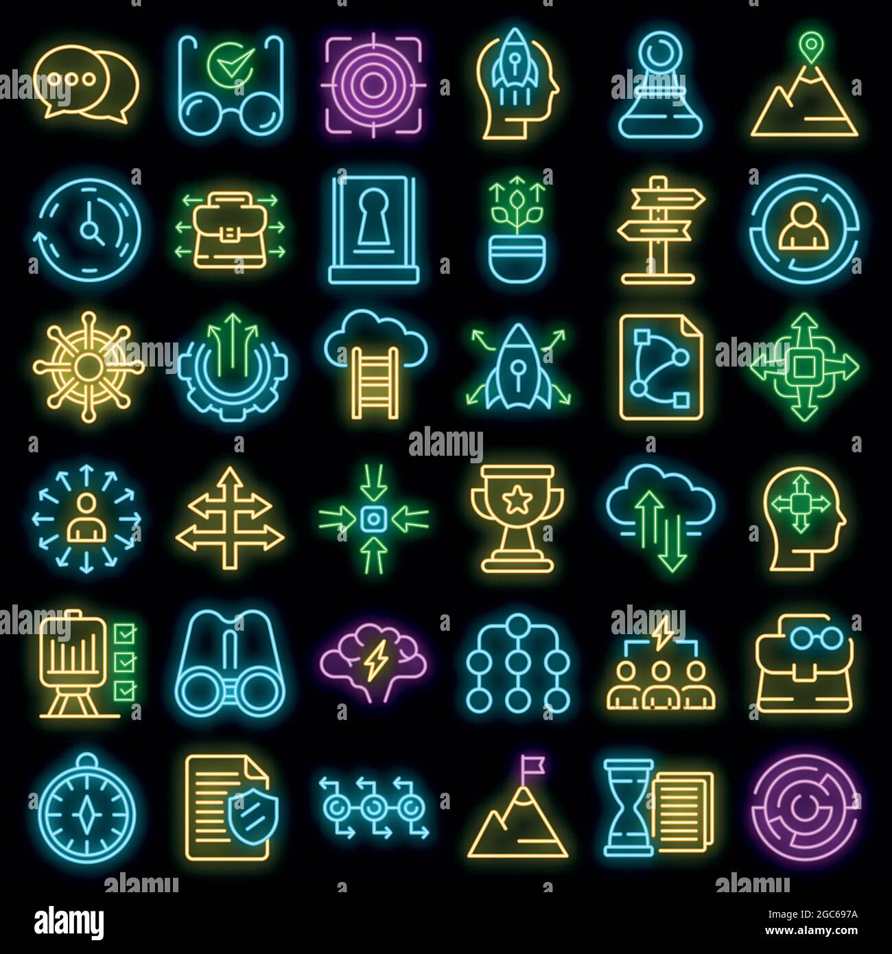 Opportunity icons set. Outline set of opportunity vector icons neon ...