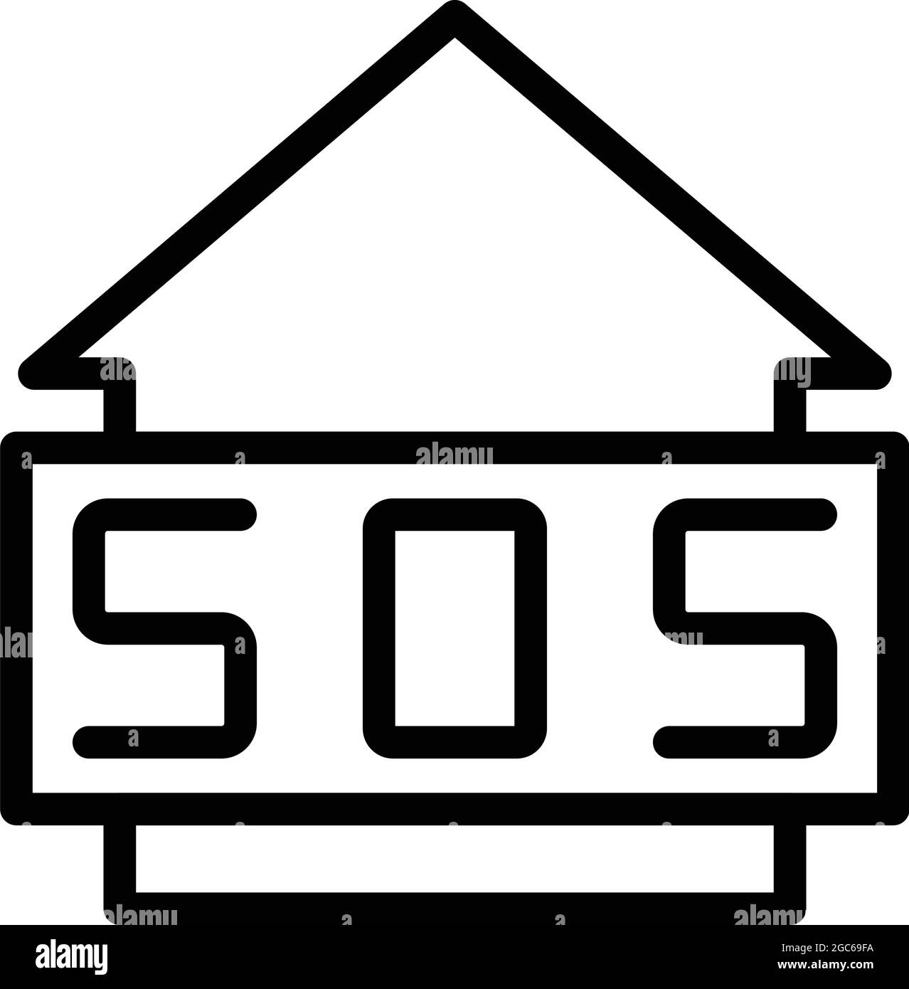 Help destroyed home icon outline vector. Building fire house. Refugee ...