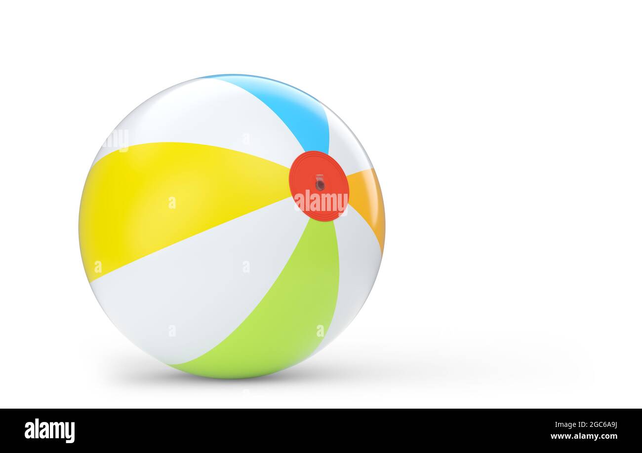 Single beach ball isolated on white background. 3d rendering concept of ...