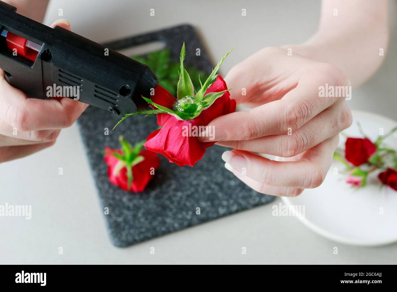Florist at work: How to make a hair clip with fresh flowers and fern ...