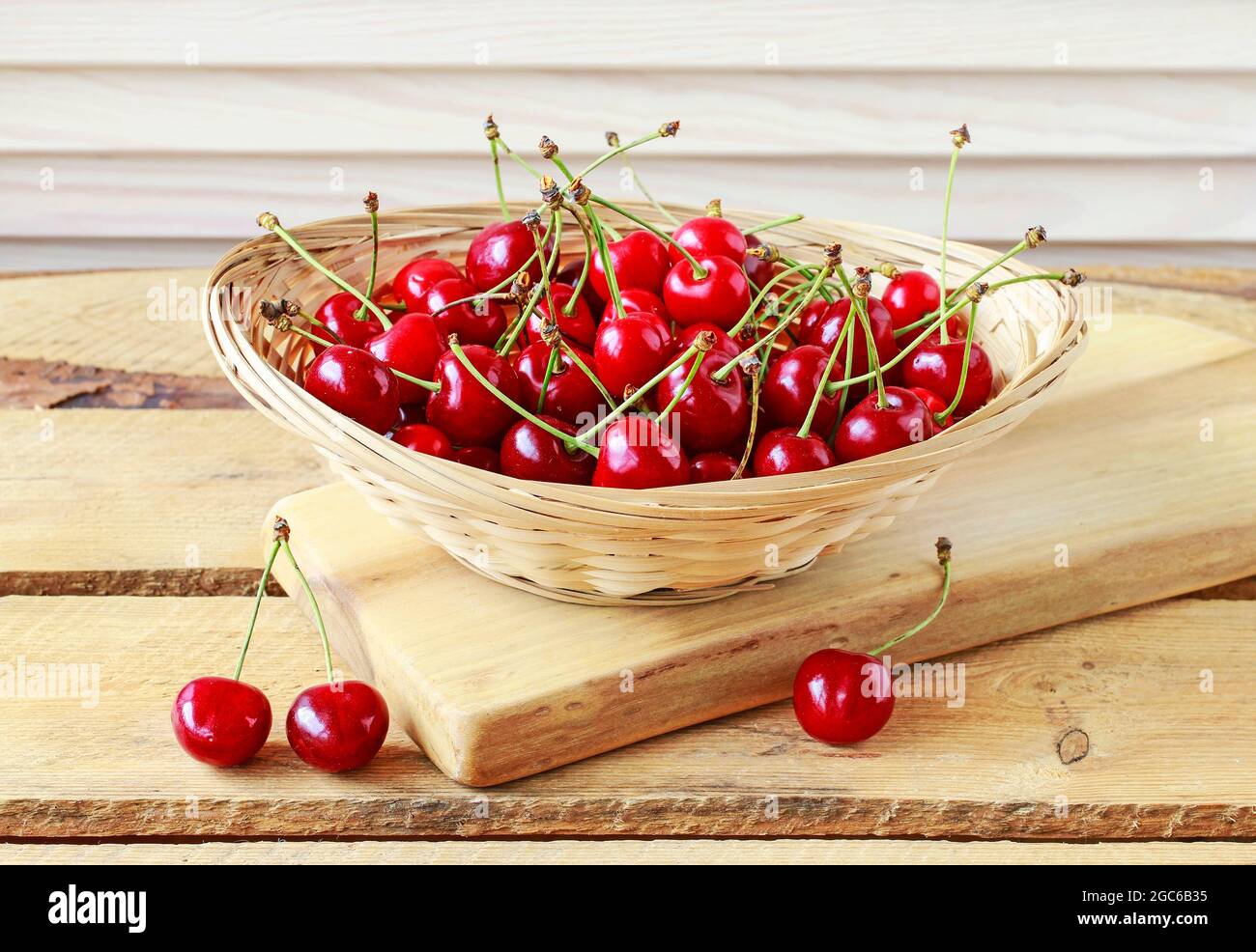 Basket of cherries. Healthy food Stock Photo - Alamy