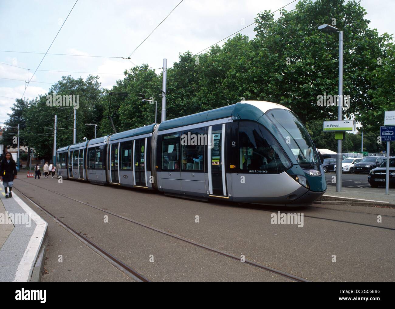 Nottingham, UK - 10 July 2021: An NET (Nottingham Express Transit) tram ...