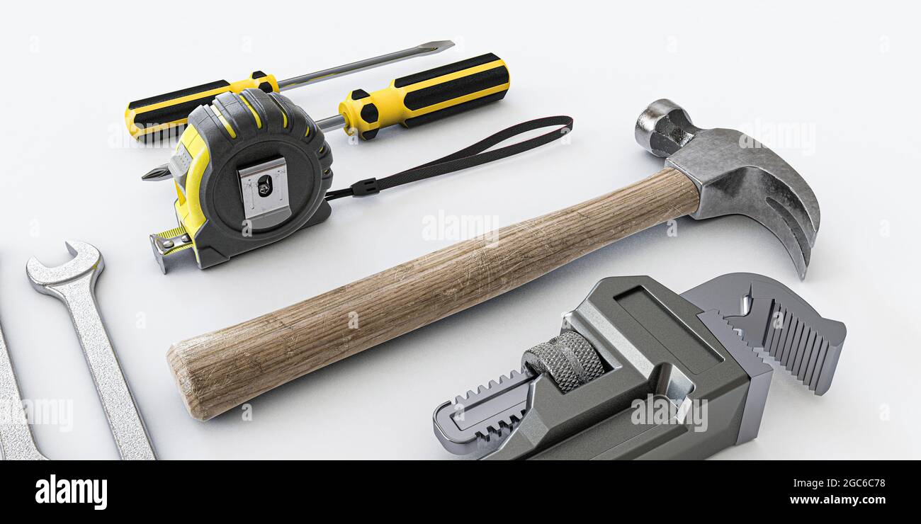 tools isolated on white background 3d illustration Stock Photo - Alamy
