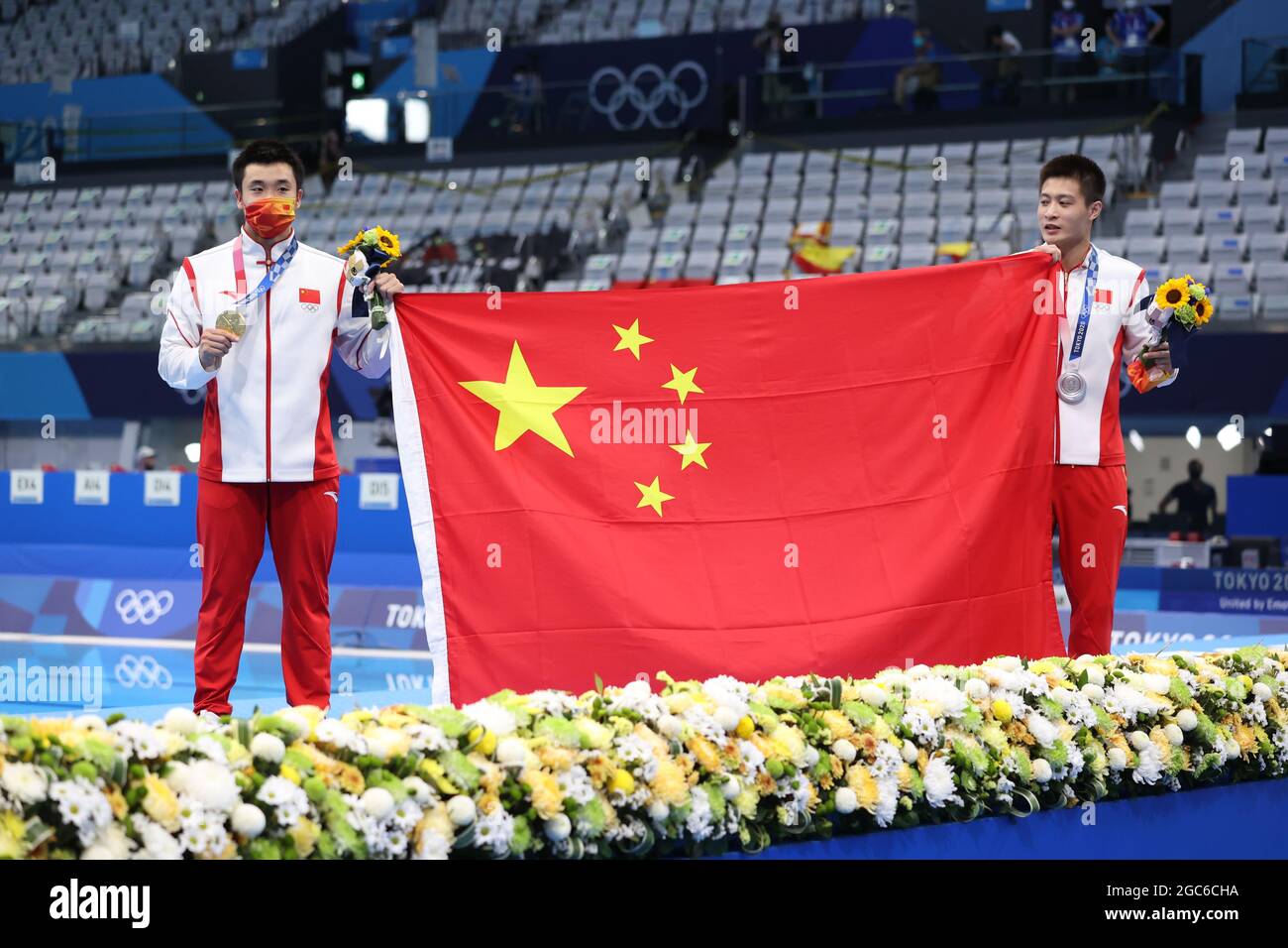 Tokyo, Japan. 7th Aug, 2021. (L-R) CAO Yuan Gold Medal, YANG Jian ...